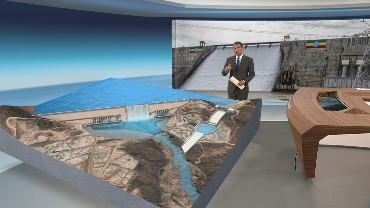 GERD - der größte, neue Staudamm Afrikas als 3D-Grafik